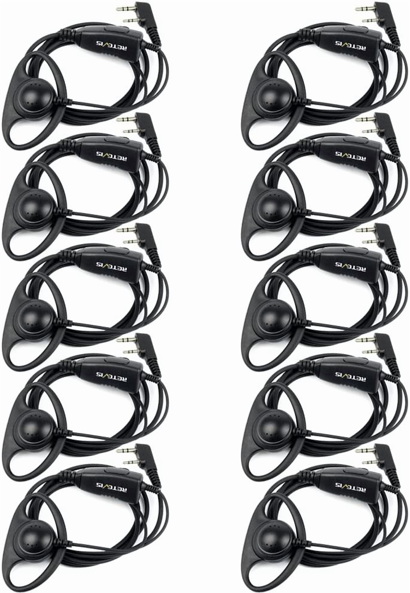 Case of 10, Walkie Talkies Earpiece with Mic 2 Pin D-Type Headset for H ...
