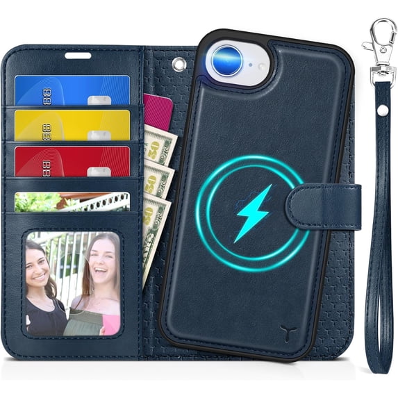 Case for 16e, Detachable Wallet Case with [Wrist Strap] [ ] Blocking 4 ...