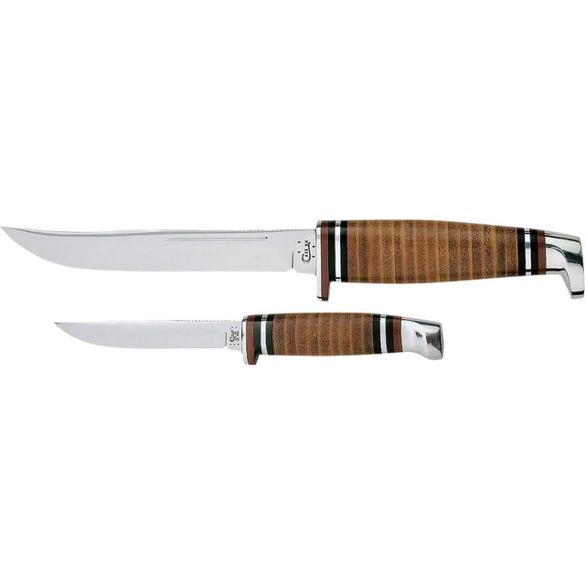 Case Outdoor Hunting 2 Knife Set with Fixed Blade and Leather Sheath ...