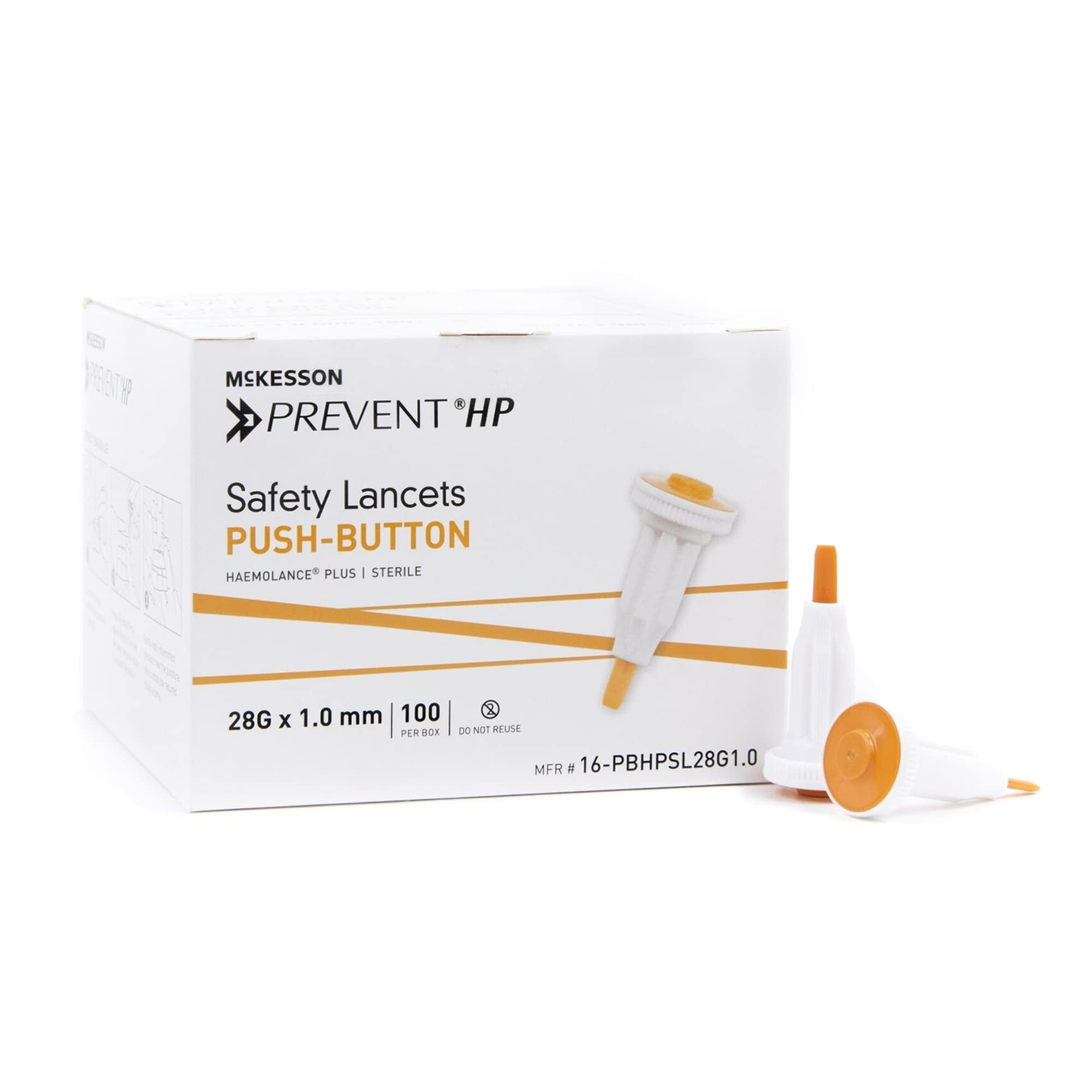 Case of 2000 Safety Lancet Needle Orange 1.0 mm. Push Button Activated ...