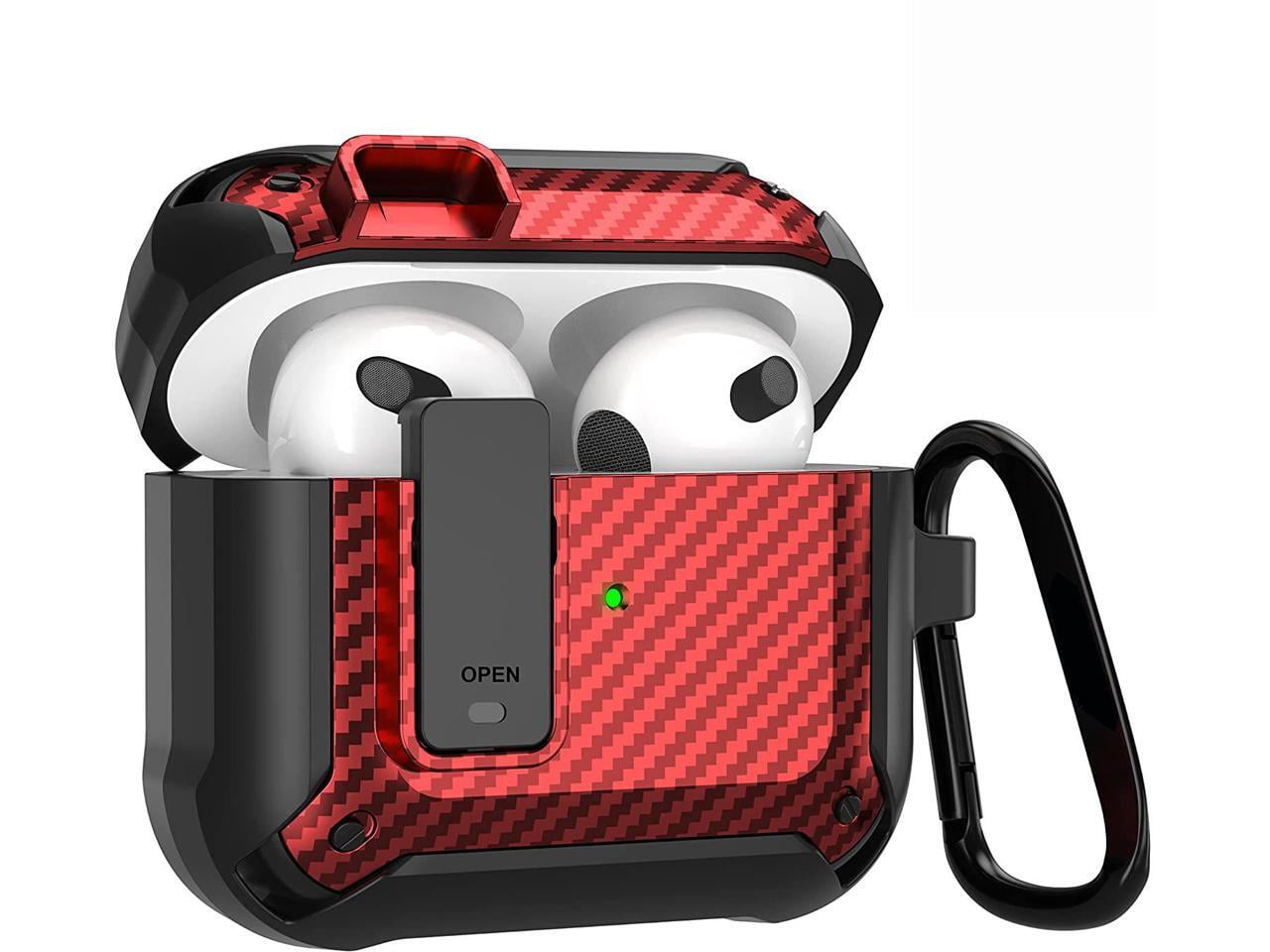Case for Airpods 3rd Generation with Lock Clip, Carbon Fiber Hard Shell ...