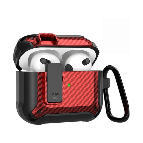 Case for Airpods 3rd Generation with Lock Clip, Carbon Fiber Hard Shell ...