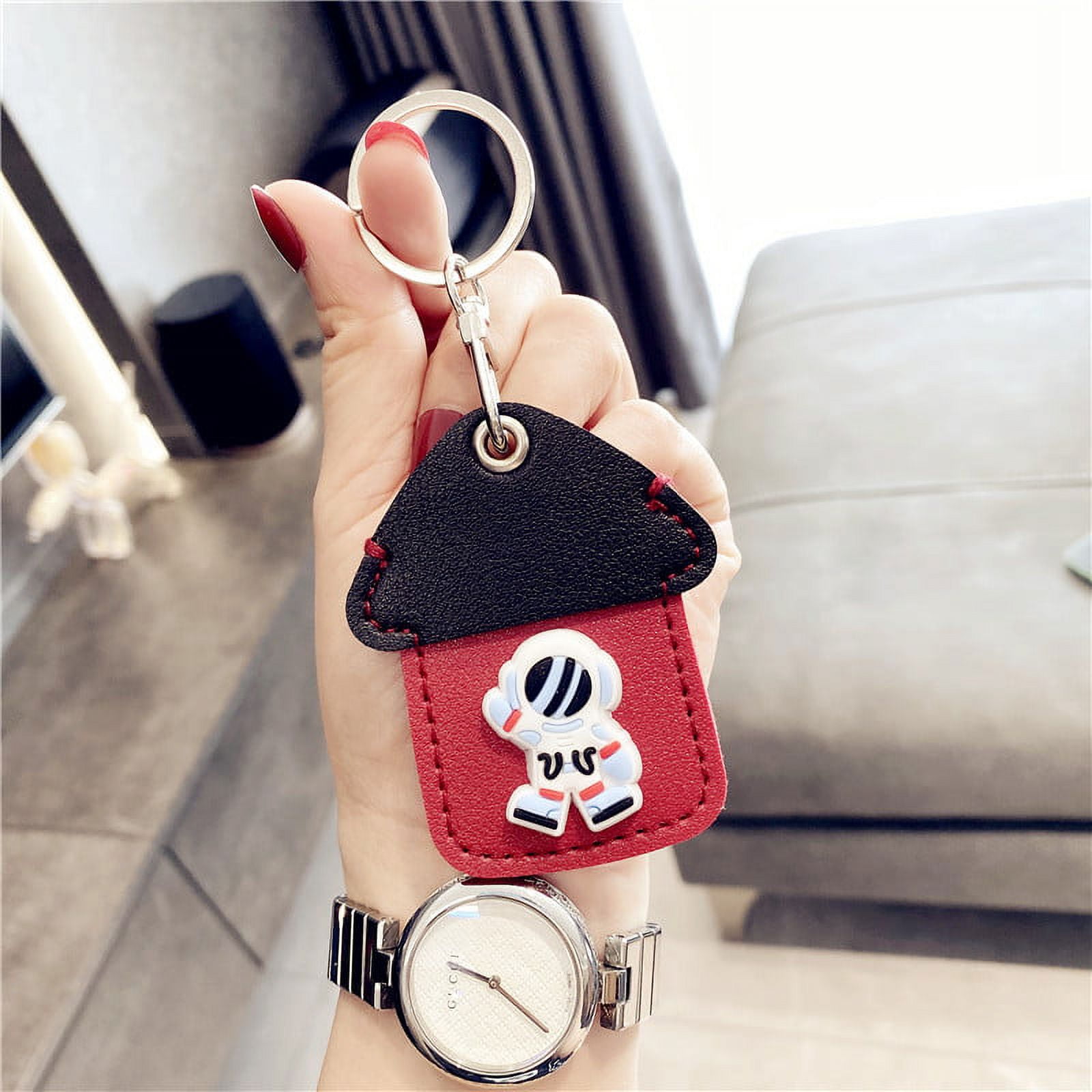 Case for Airtag, Leather 3D Cute Cartoon Space UFO Astronaut Protective ...
