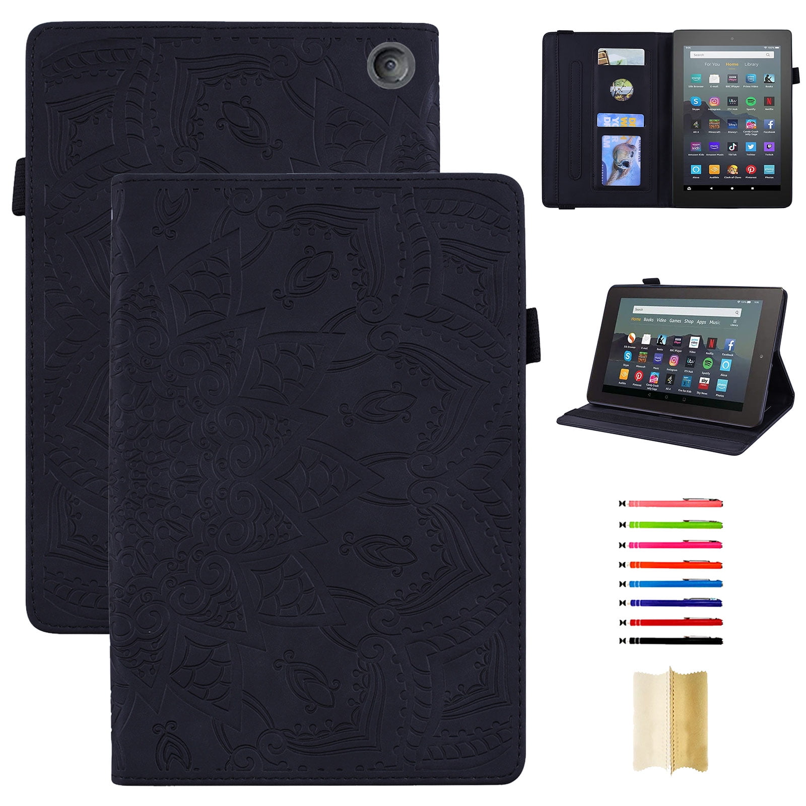 Case for Amazon Kindle Fire 7 12th Gen 2022, 3D Embossed Multi Viewing ...