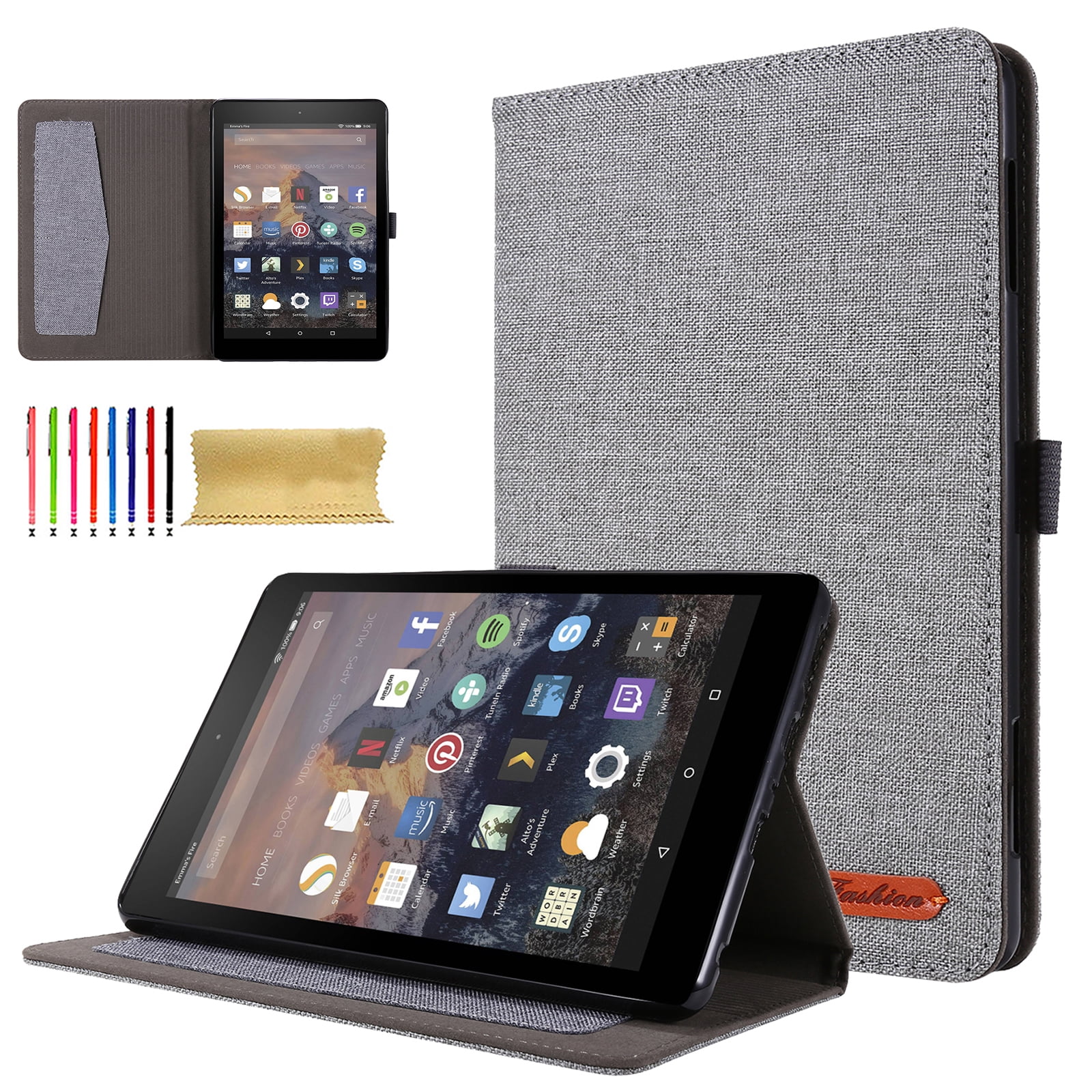 Case for Amazon Kindle Fire HD8 / HD8 Plus 2020/2022/2024, Fabric PU ...