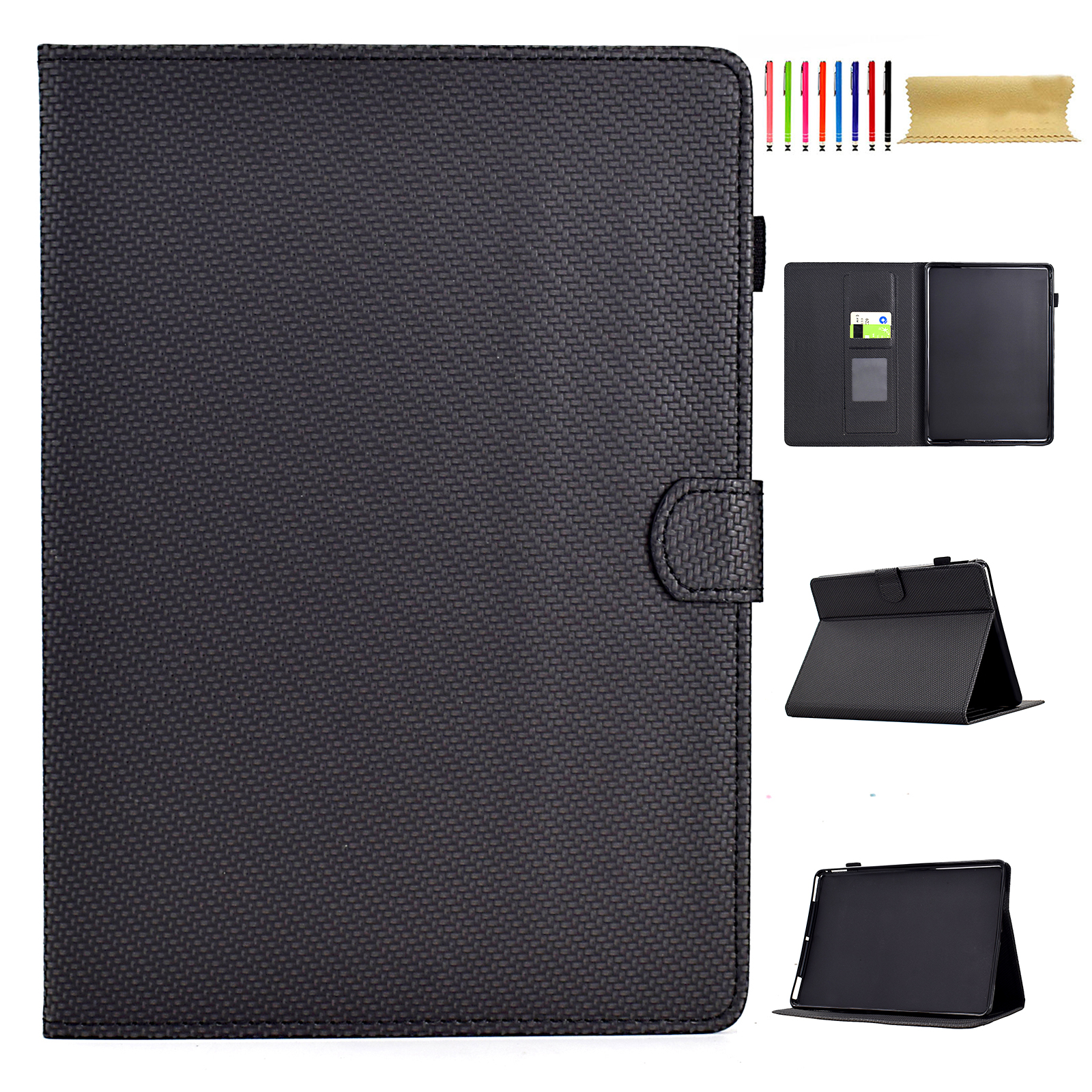 Case for Amazon Kindle Paperwhite 7th Gen 2015/10th Gen 2018, Carbon Fiber Texture PU Leather ...