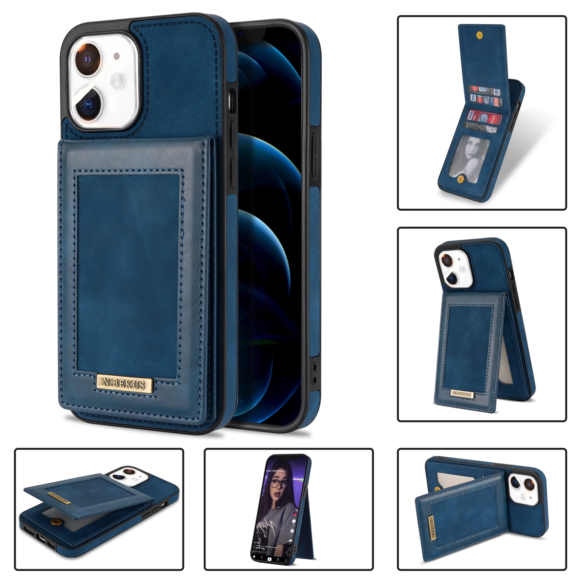 Case for Apple iPhone 12, Premium PU Leather with Credit Card Holder ...