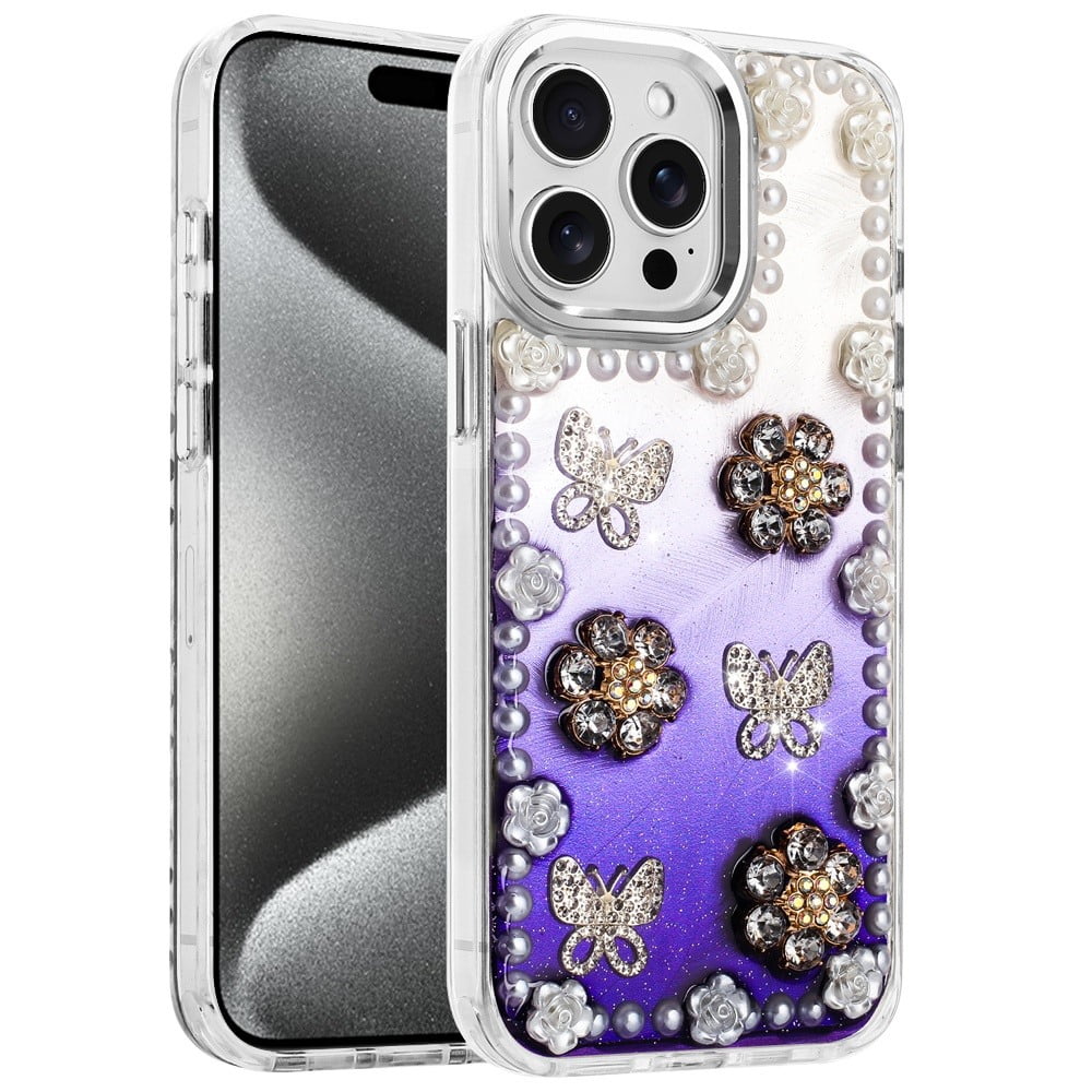 Case for Apple iPhone 16 Pro Max Bling Fashion Design with 3D Pearls ...
