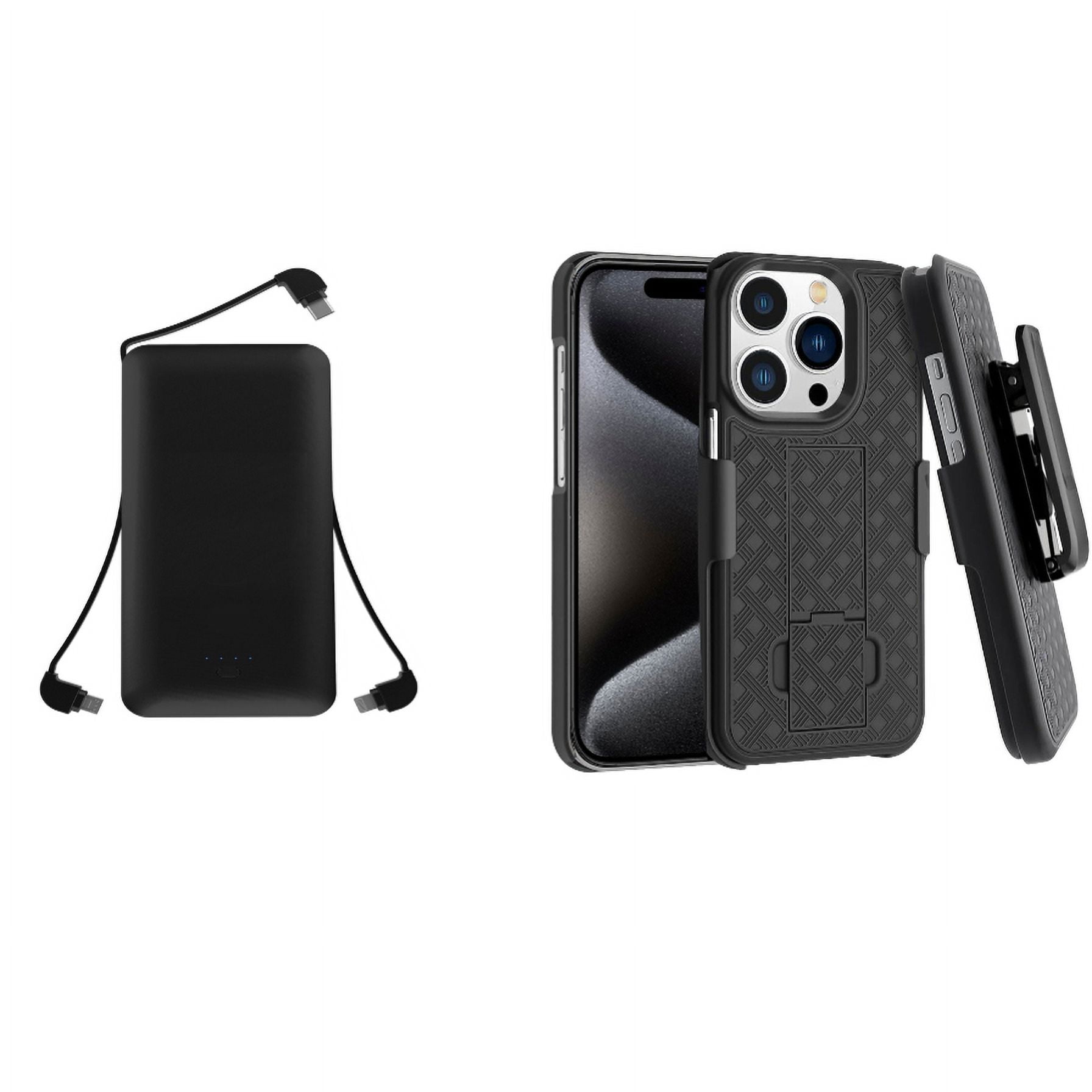 Case Belt Clip & 10000mAh Power Bank for iPhone 15 Pro - Holster Swivel ...