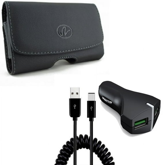 Case Belt Clip & Car Charger for iPhone 15 Pro Max - Leather Swivel ...