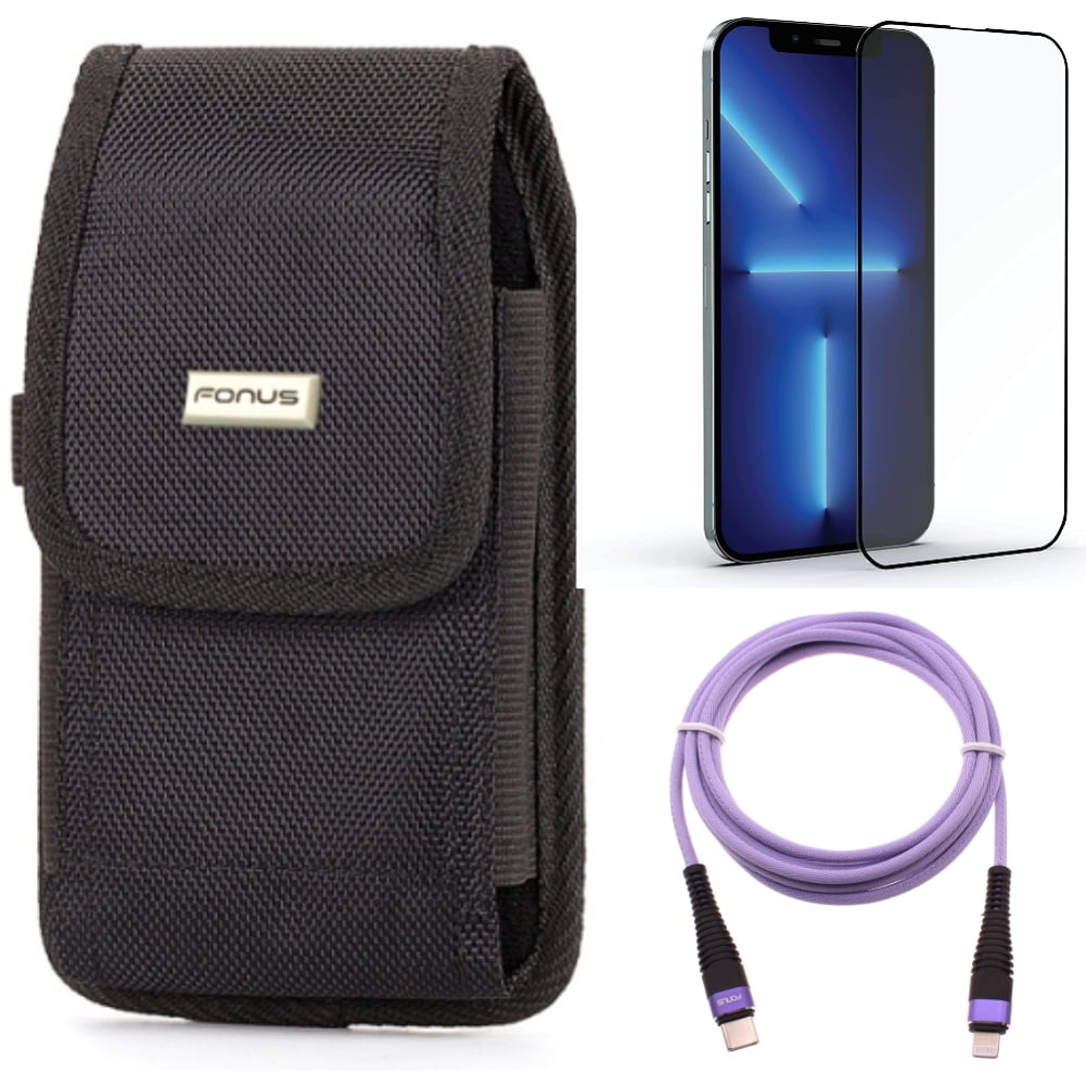 Case Belt Clip & Screen Protector & Purple 6ft PD Cable for iPhone 13 ...