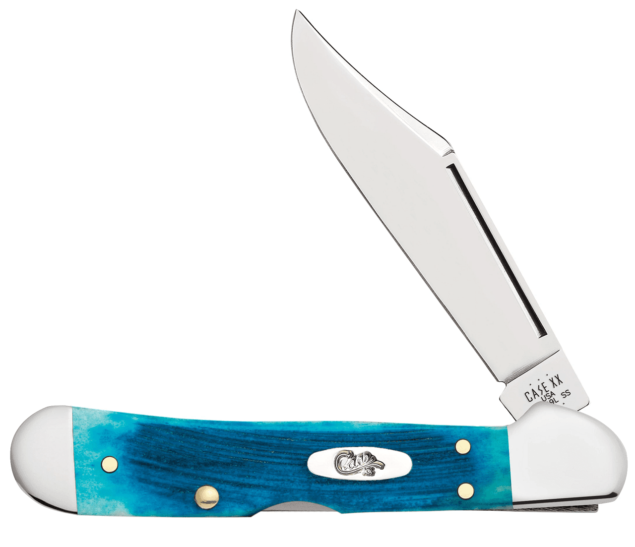 W.R. Case & Sons Mini Copperlock Knife, Caribbean Blue Bone Handle, Tru ...