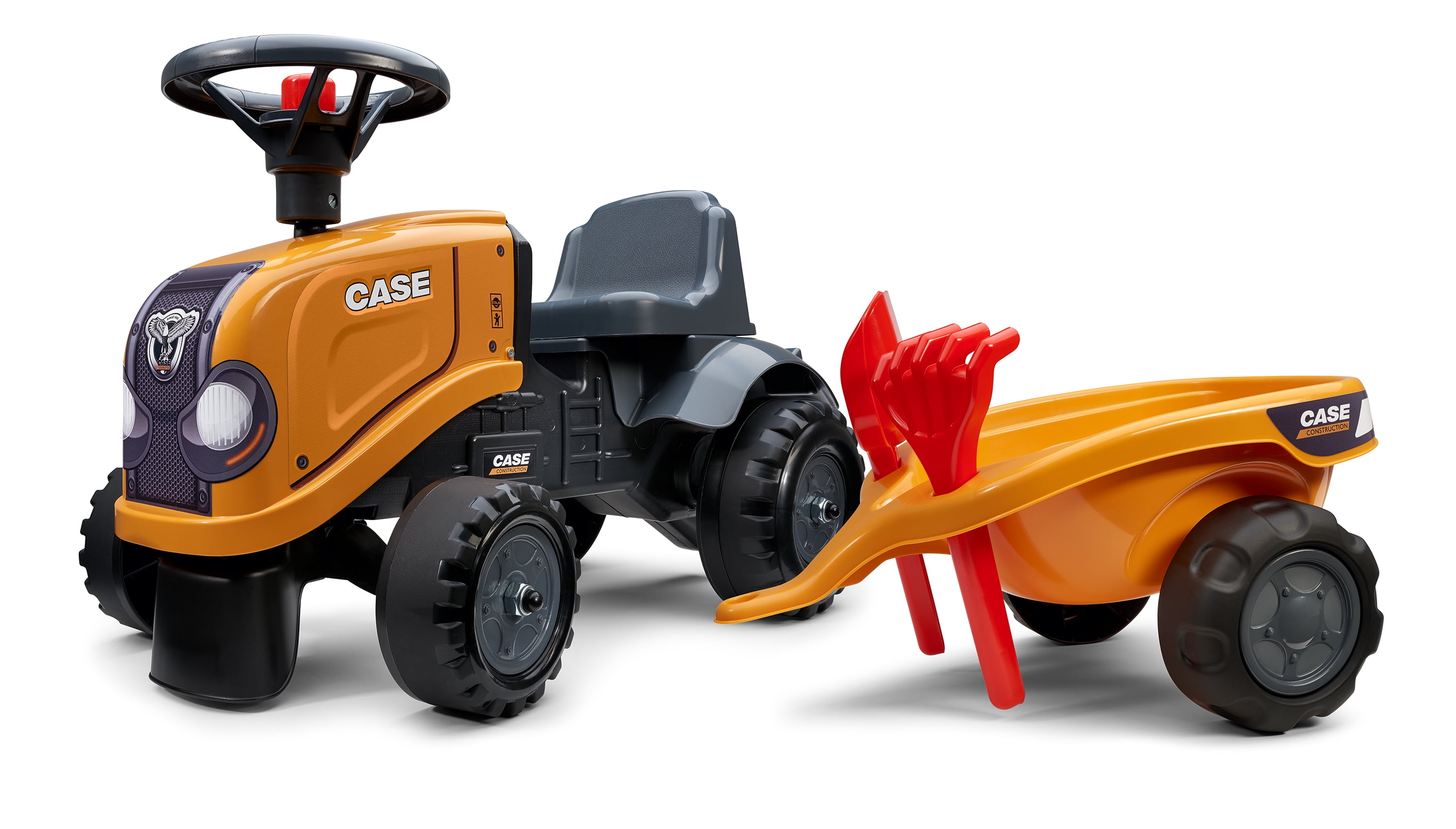 Case CE FA297C Push-Along Baby Tractor with Trailer, Shovel & Rak, 1 ...