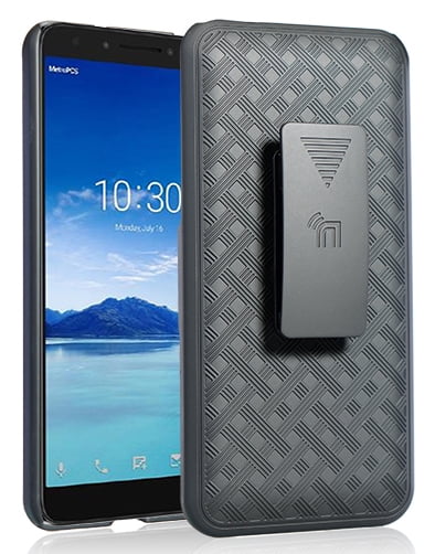 Case with Clip for Alcatel 7, Nakedcellphone Black Kickstand Cover with ...