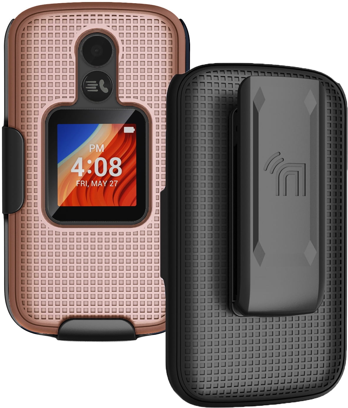 Case with Clip for Alcatel TCL Flip 2 Phone, Nakedcellphone [Grid ...