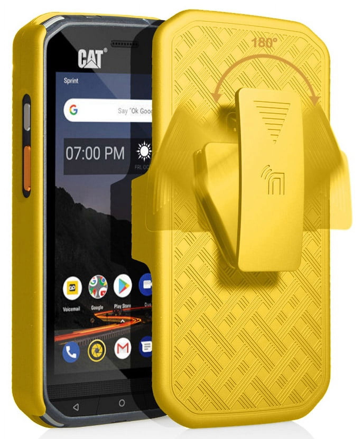 Case with Clip for CAT S48c, Nakedcellphone [Yellow] Kickstand Cover ...