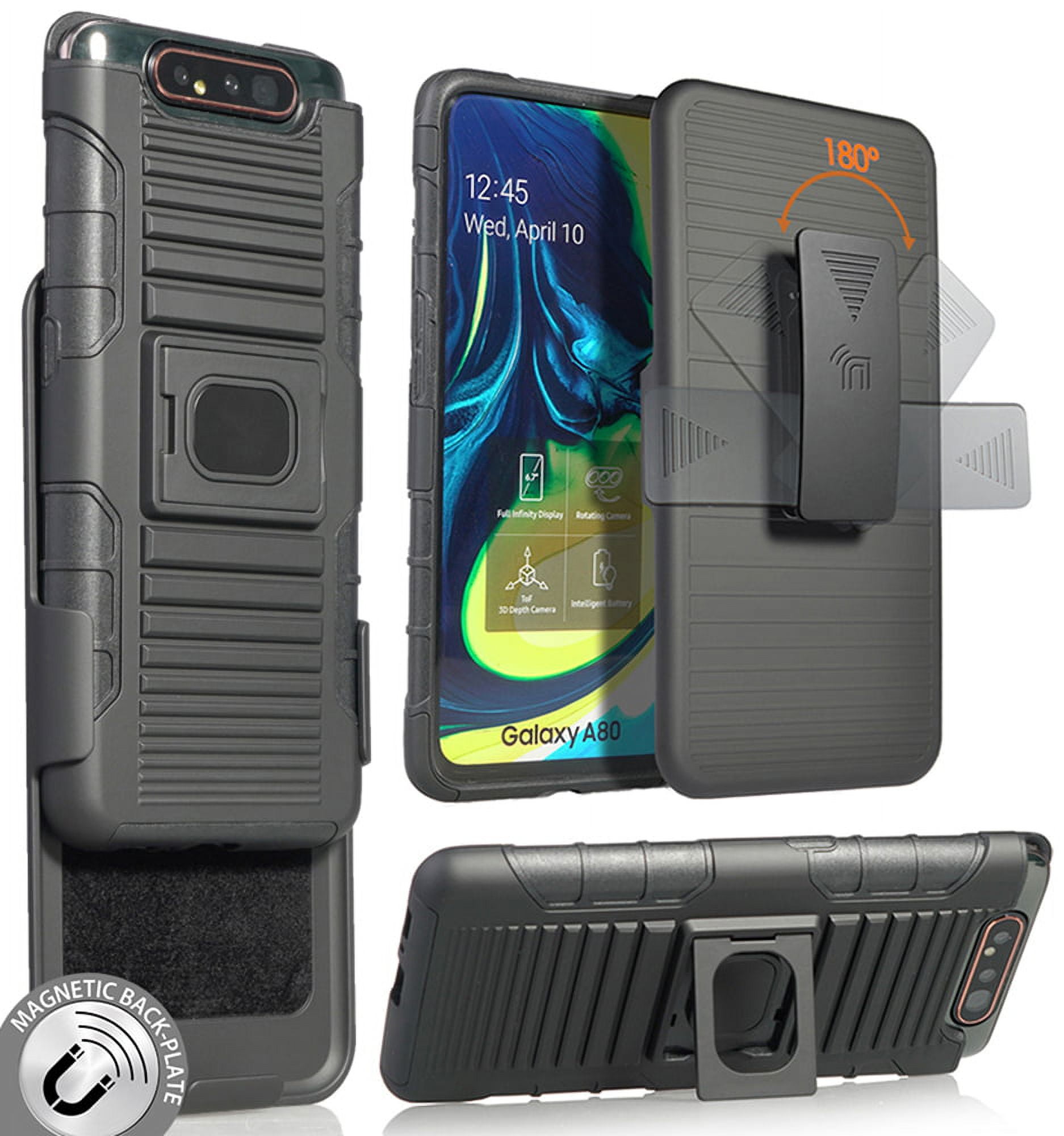 Case with Clip for Galaxy A80, Nakedcellphone Black Rugged Cover [with ...