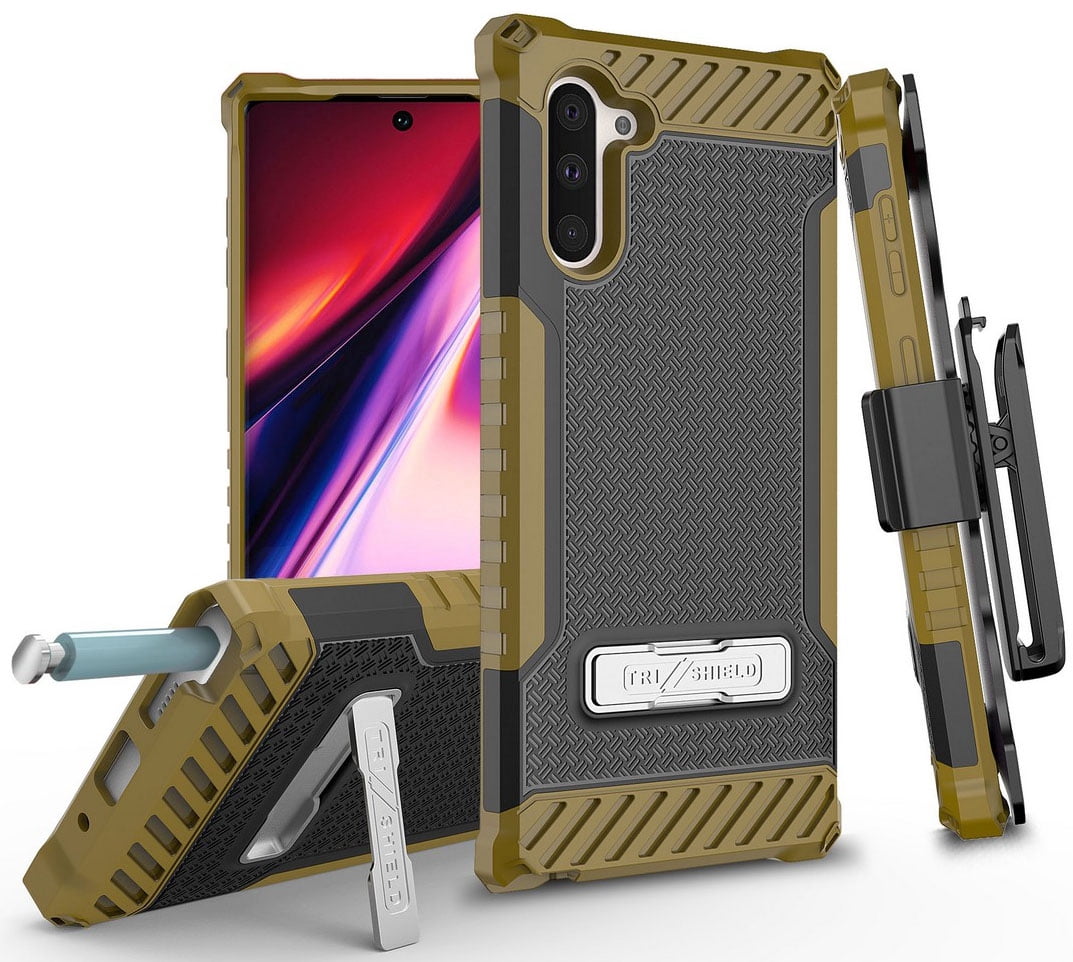 Case with Clip for Galaxy Note 10, Brown Tri-Shield [Military Grade ...