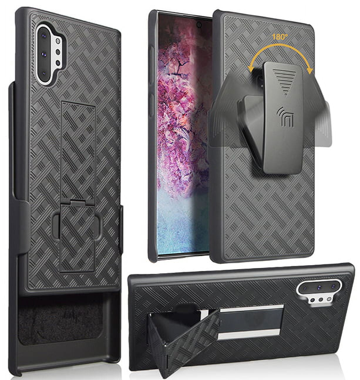 Case with Clip for Galaxy Note 10 Plus, Nakedcellphone [Black Tread ...