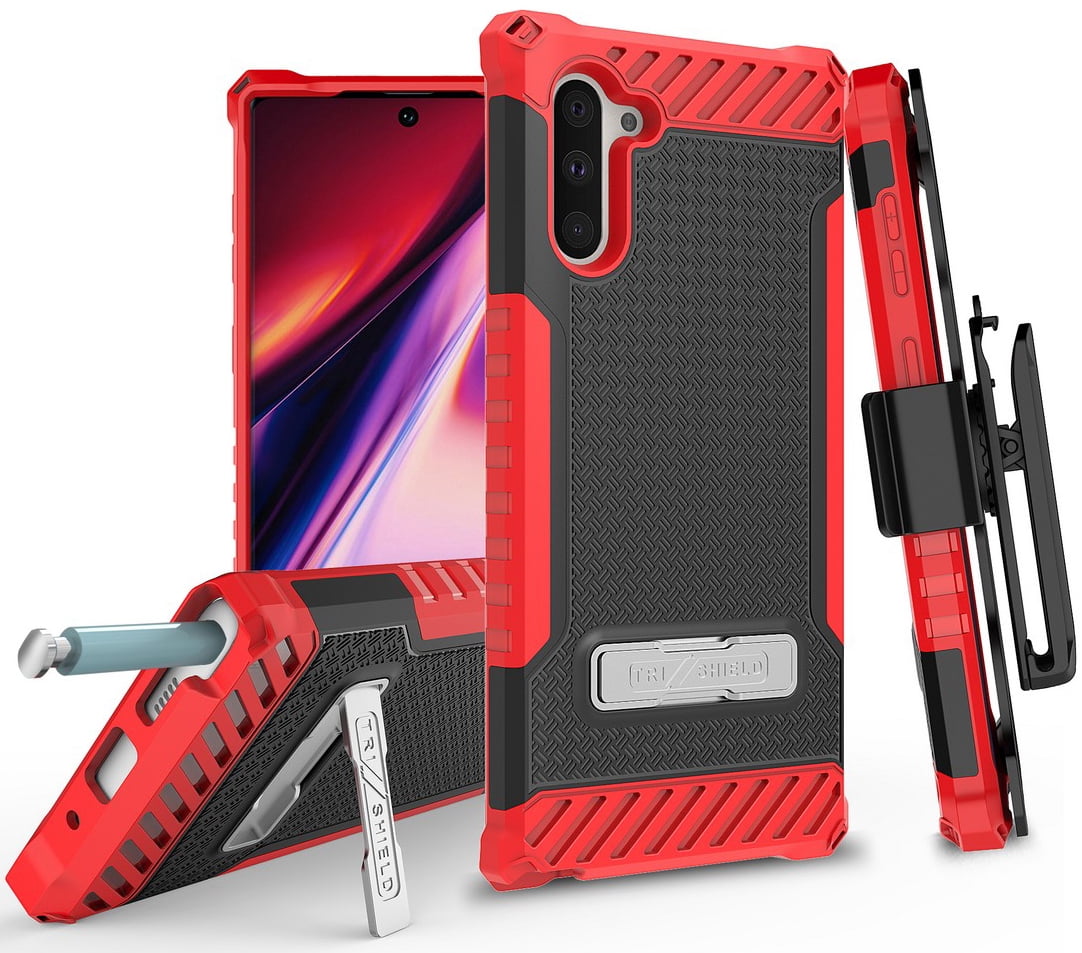 Case with Clip for Galaxy Note 10, Red Tri-Shield [Military Grade ...