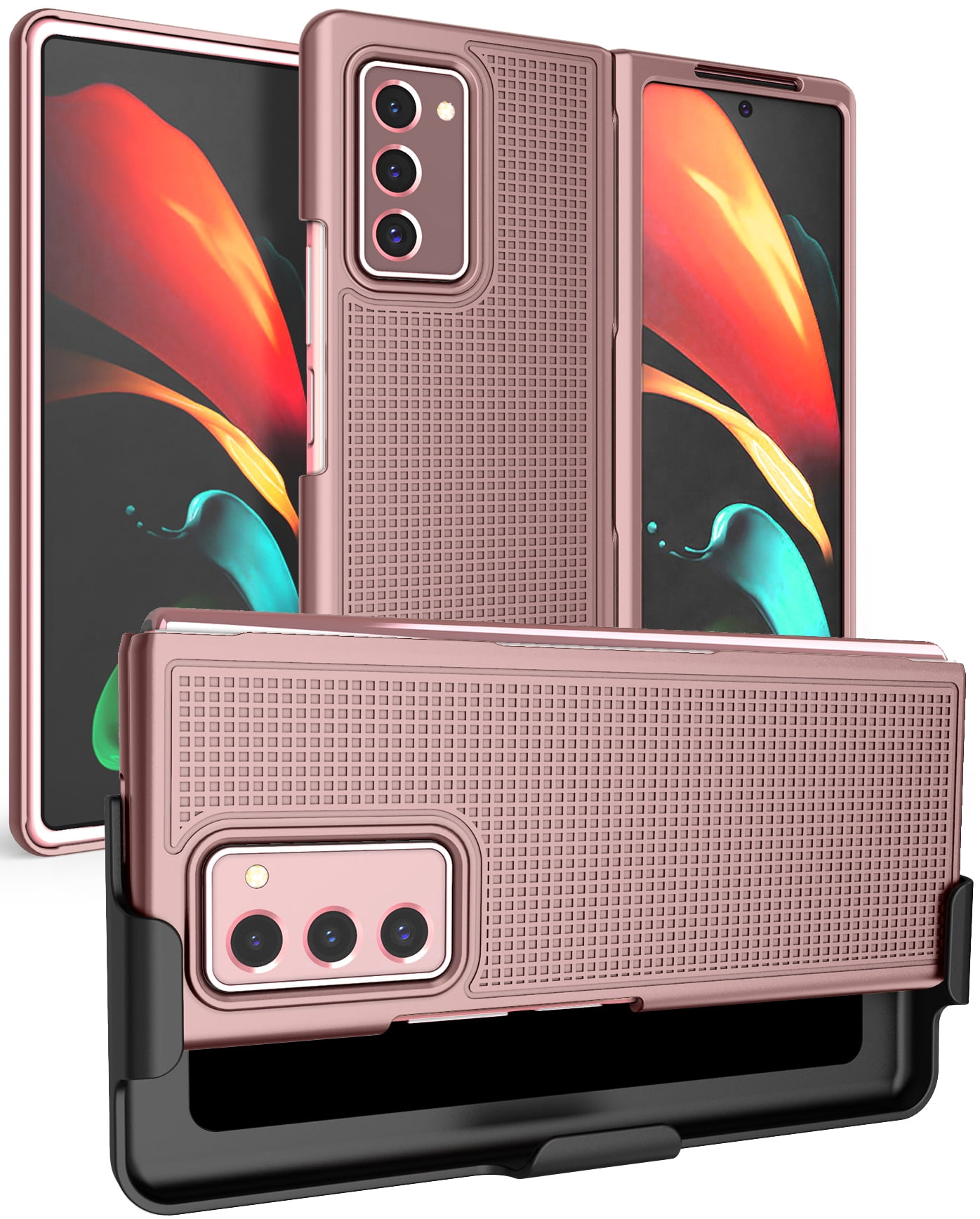 Case with Clip for Galaxy Z Fold 2, Nakedcellphone Grid Texture Slim ...