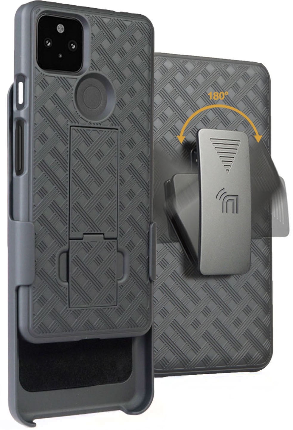 Case with Clip for Google Pixel 5a, Nakedcellphone [Black Tread ...