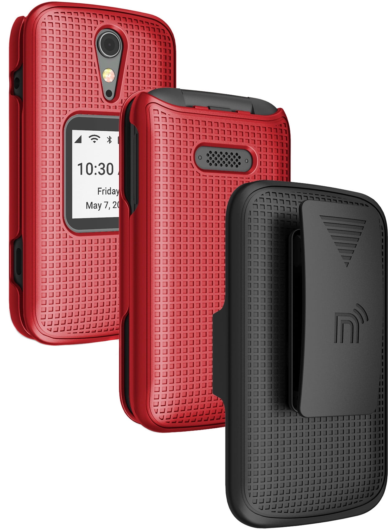 Case with Clip for Jitterbug Flip2, Nakedcellphone [Grid Texture] Hard ...