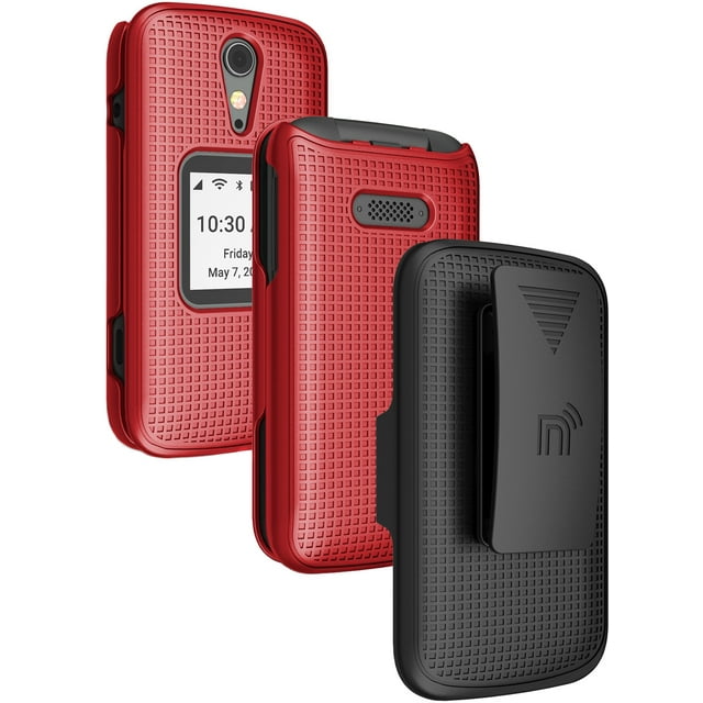 Case with Clip for Jitterbug Flip2, Nakedcellphone [Grid Texture] Hard ...