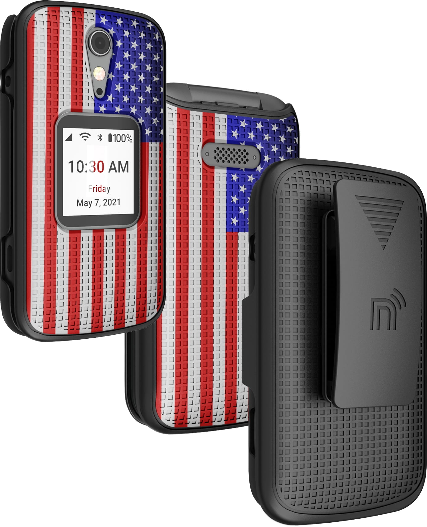 Case with Clip for Jitterbug Flip2, Nakedcellphone [USA Flag] Snap-On ...