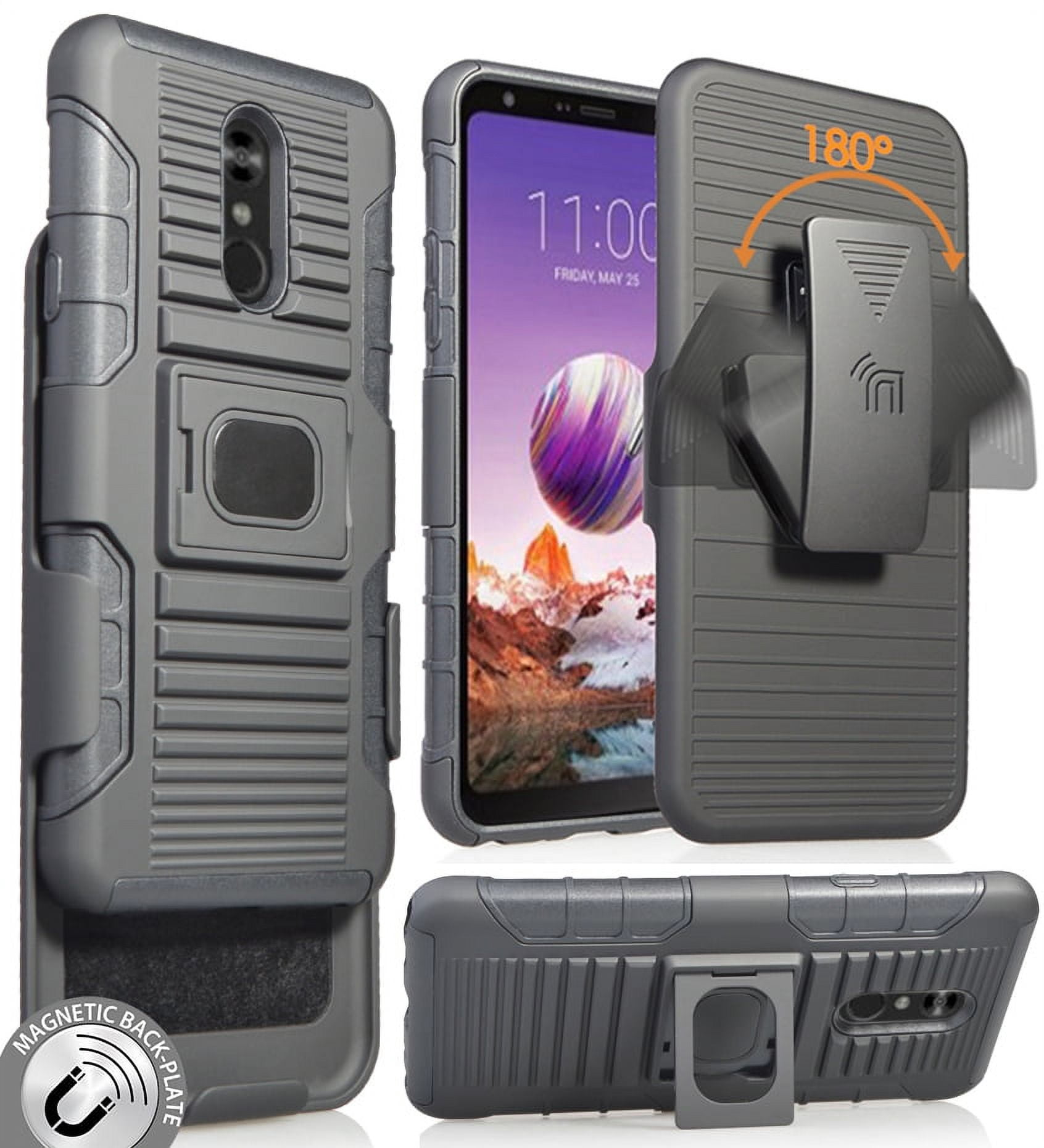 Case with Clip for LG Stylo 5, Nakedcellphone Black Rugged Ring Grip ...
