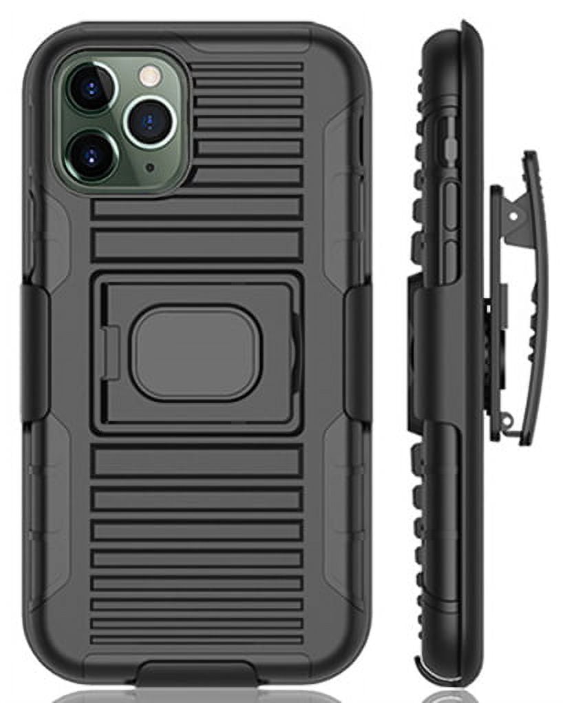 Case with Clip for iPhone 11 Pro, Nakedcellphone Black Rugged Cover ...