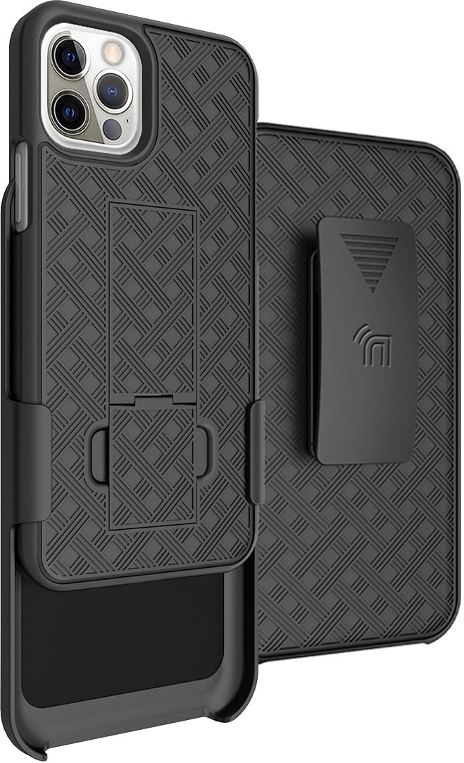 Case with Clip for iPhone 12 Pro Max, Nakedcellphone [Black Tread ...