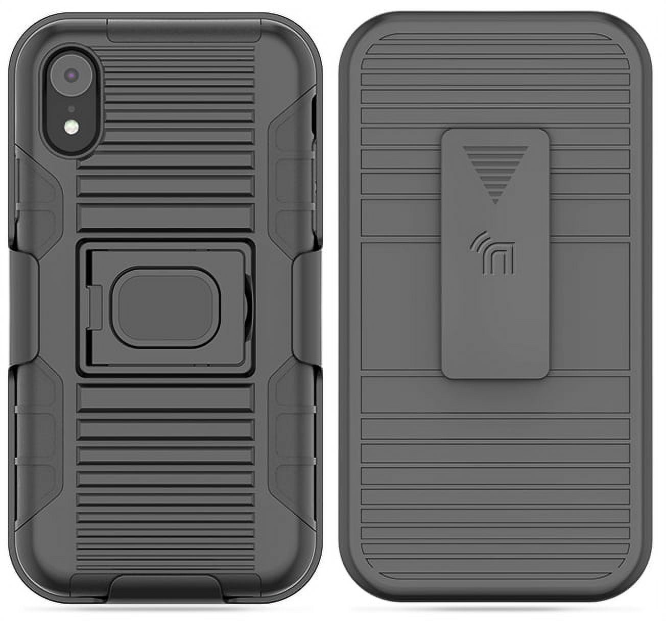 Case with Clip for iPhone XR, Nakedcellphone Black Ring Grip Cover ...