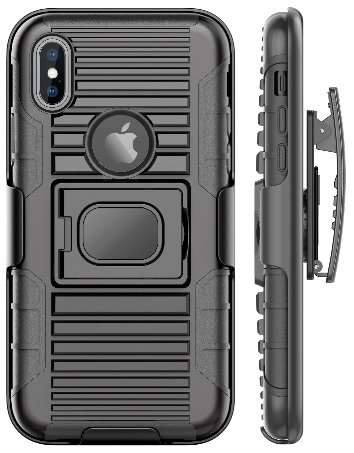 Case with Clip for iPhone Xs, Nakedcellphone Black Ring Grip Cover ...