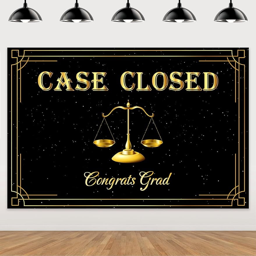Case Closed Backdrop, Gold Black Law School Graduation Backdrop, Class ...