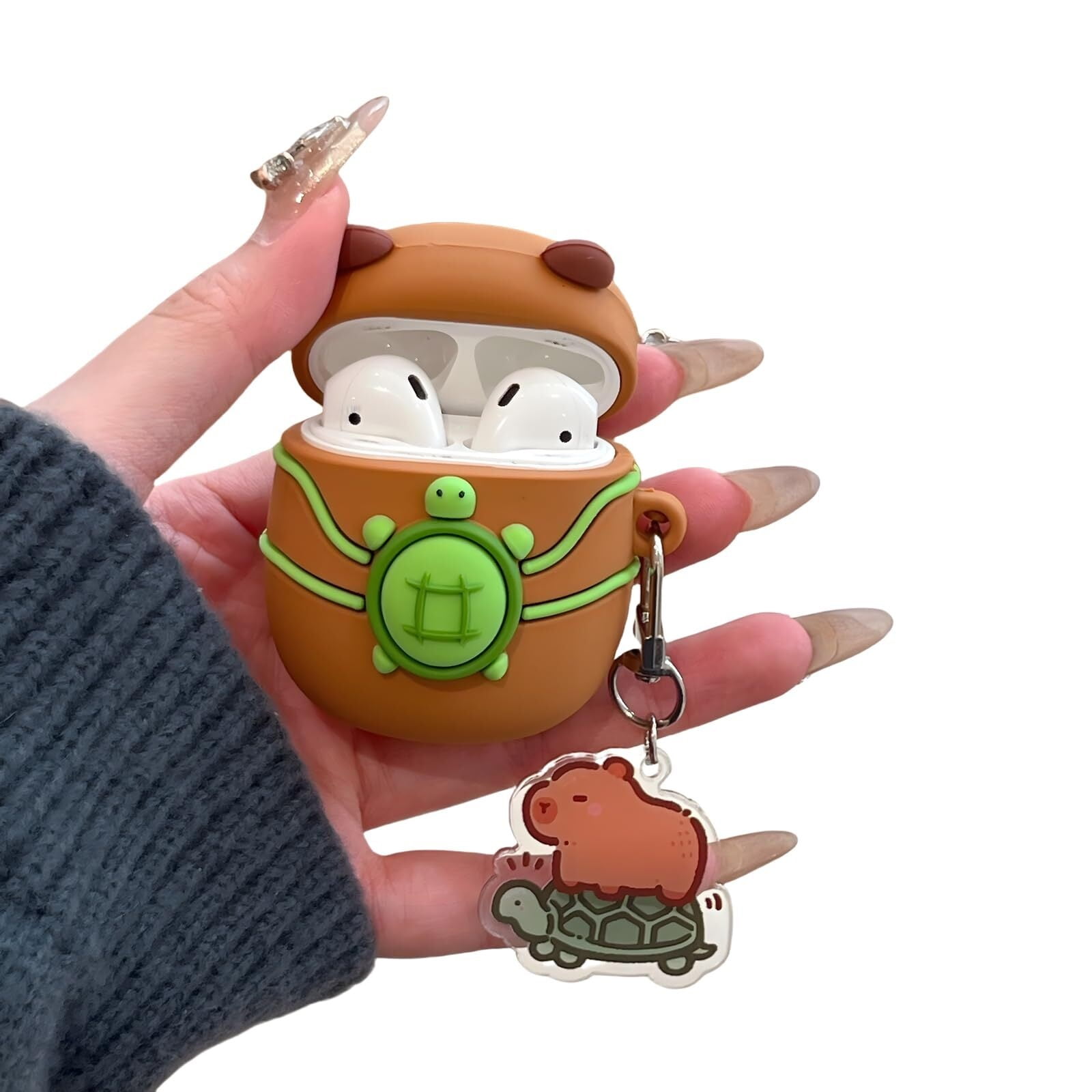 Case Compatible with 2024 Airpods 4, Cute Kawaii Turtle Capybara Design ...