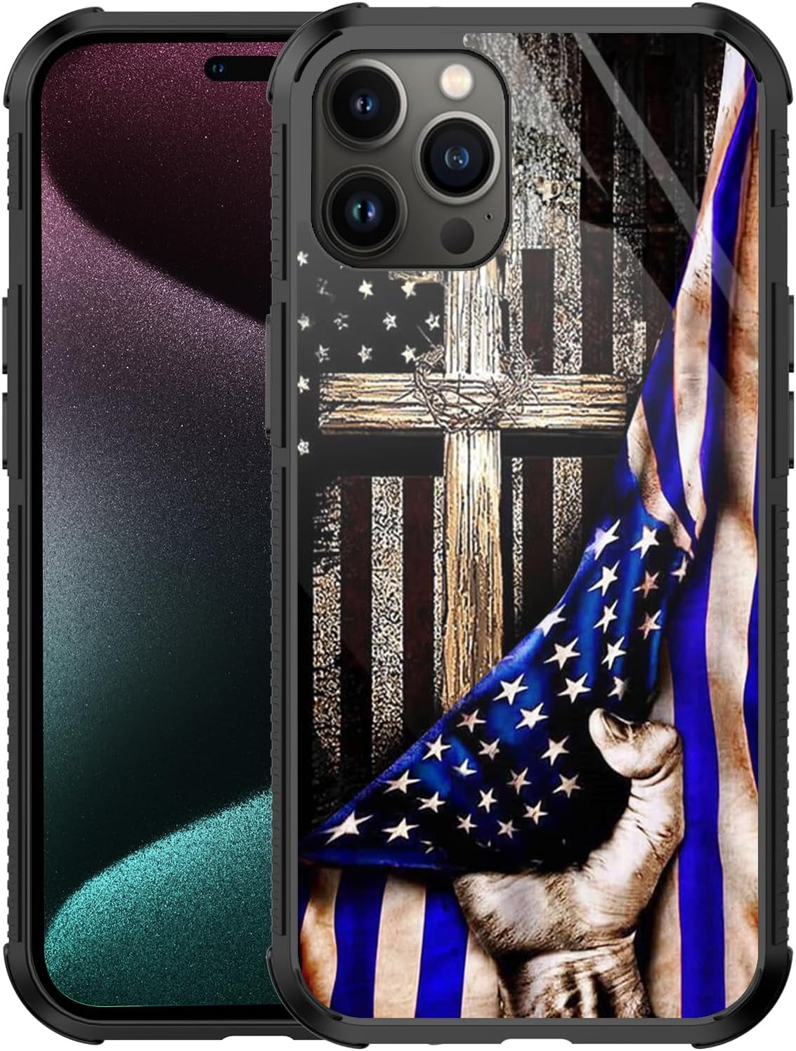Case Compatible with iPhone 12/12 Pro, Cross American Flag Case for ...