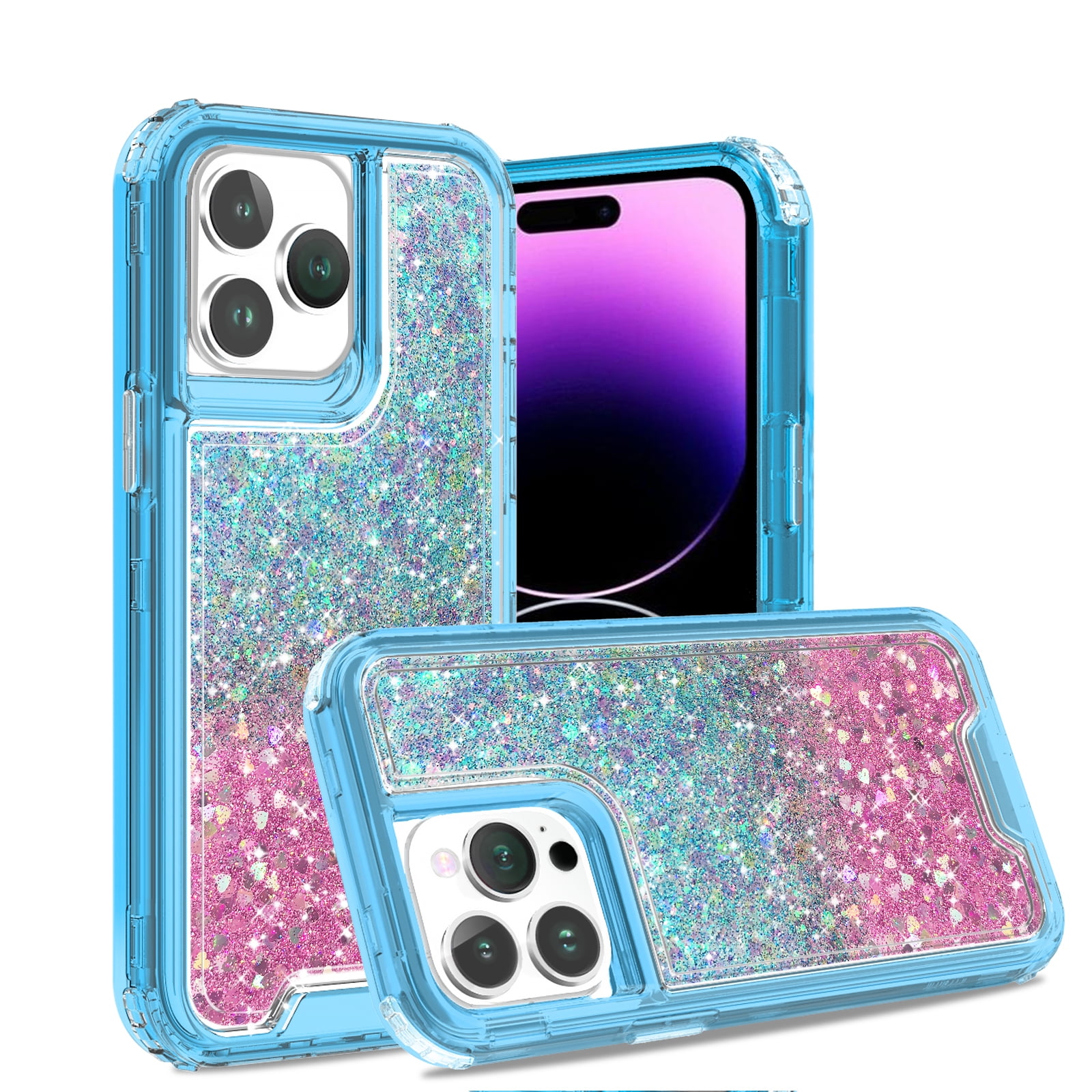 Case Compatible for iPhone 15 Pro Max, Bling Sparkly Two-color Glitter ...
