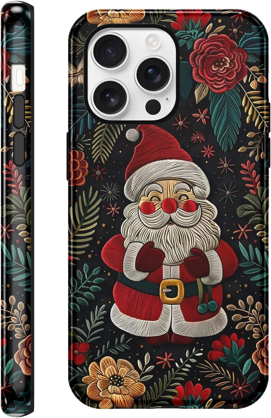 Case Compatible with for iPhone 16 Pro 6.3'', Cute Santa Claus Flower ...