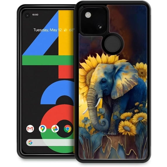 Case Compatible with Google Pixel 4A 5G, Sunflowers and Elephants Anti ...