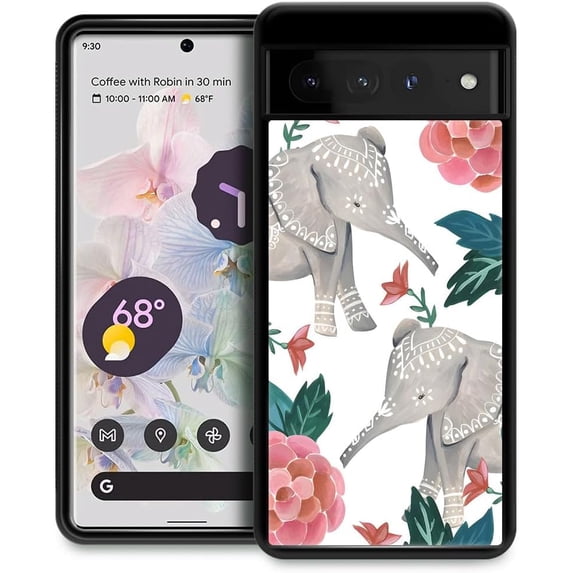 Case Compatible with Google Pixel 7A, Elephants and Flowers Anti-Drop ...