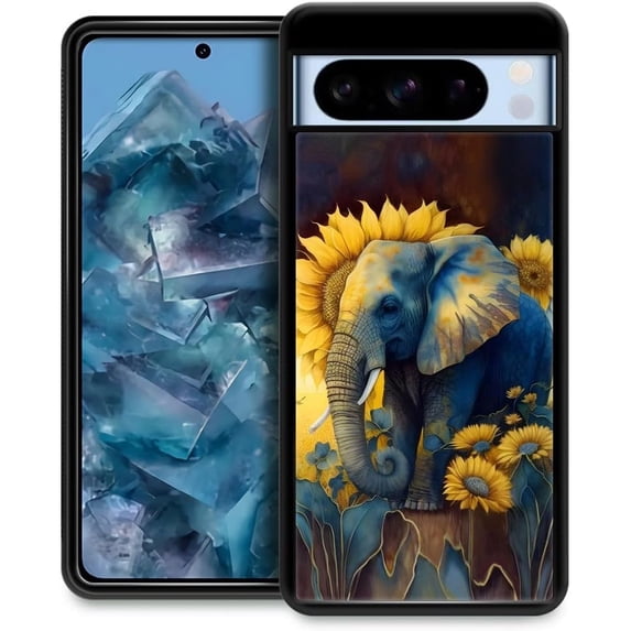 Case Compatible with Google Pixel 8 Pro, Sunflowers and Elephants Anti ...