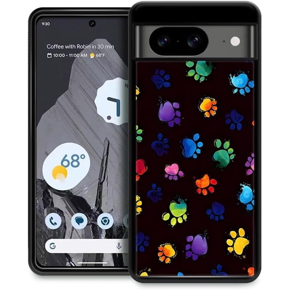 Case Compatible with Google Pixel 8, Watercolor Dog Footprints Anti ...