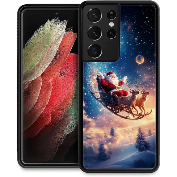 Case Compatible with Samsung Galaxy S21 Ultra, Christmas Sleigh Anti ...