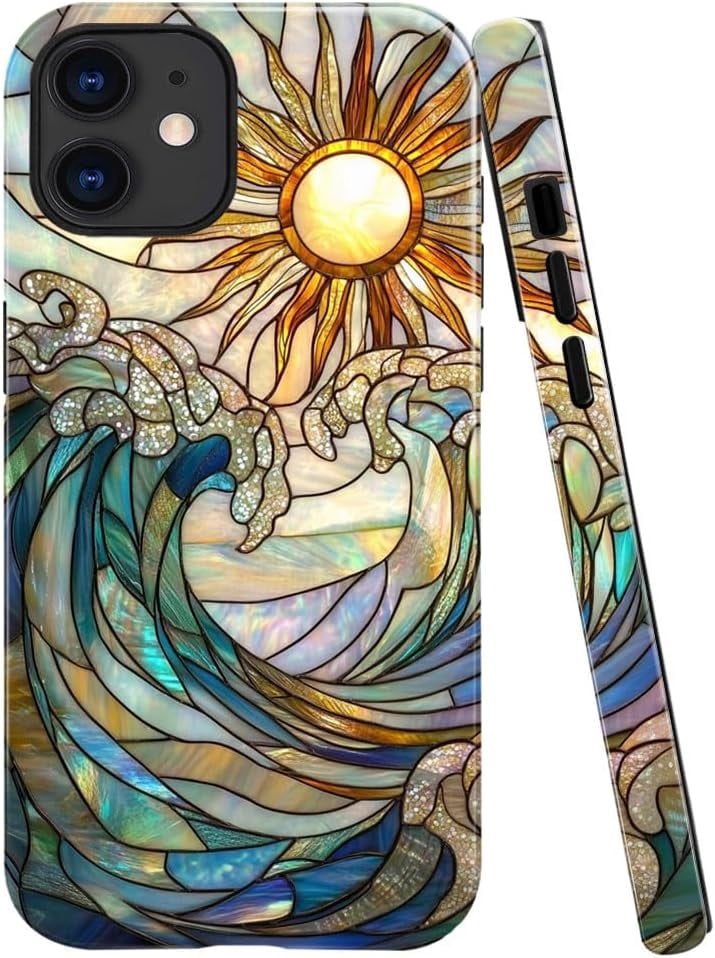 Case Compatible with iPhone 12,Glossy Hybrid 2-Layer Hard Shell ...