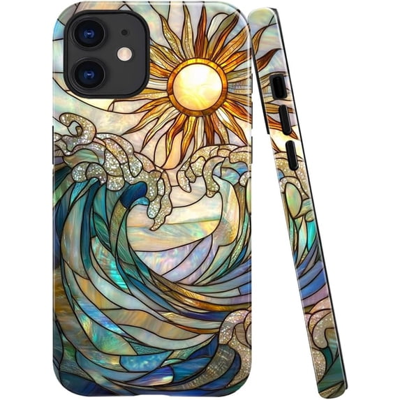 Case Compatible with iPhone 12,Glossy Hybrid 2-Layer Hard Shell ...