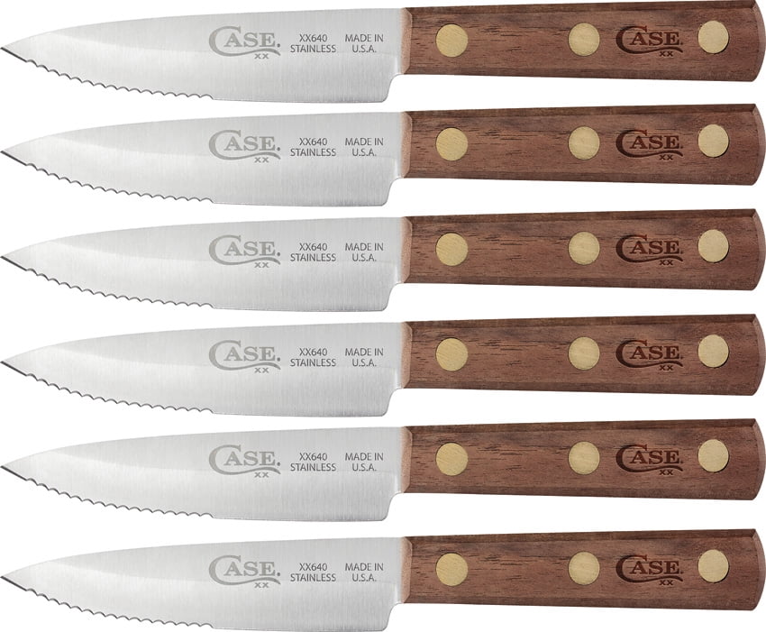 Case Cutlery 11078 4" Half-Serrated Blade Walnut Handle Steak Knife ...