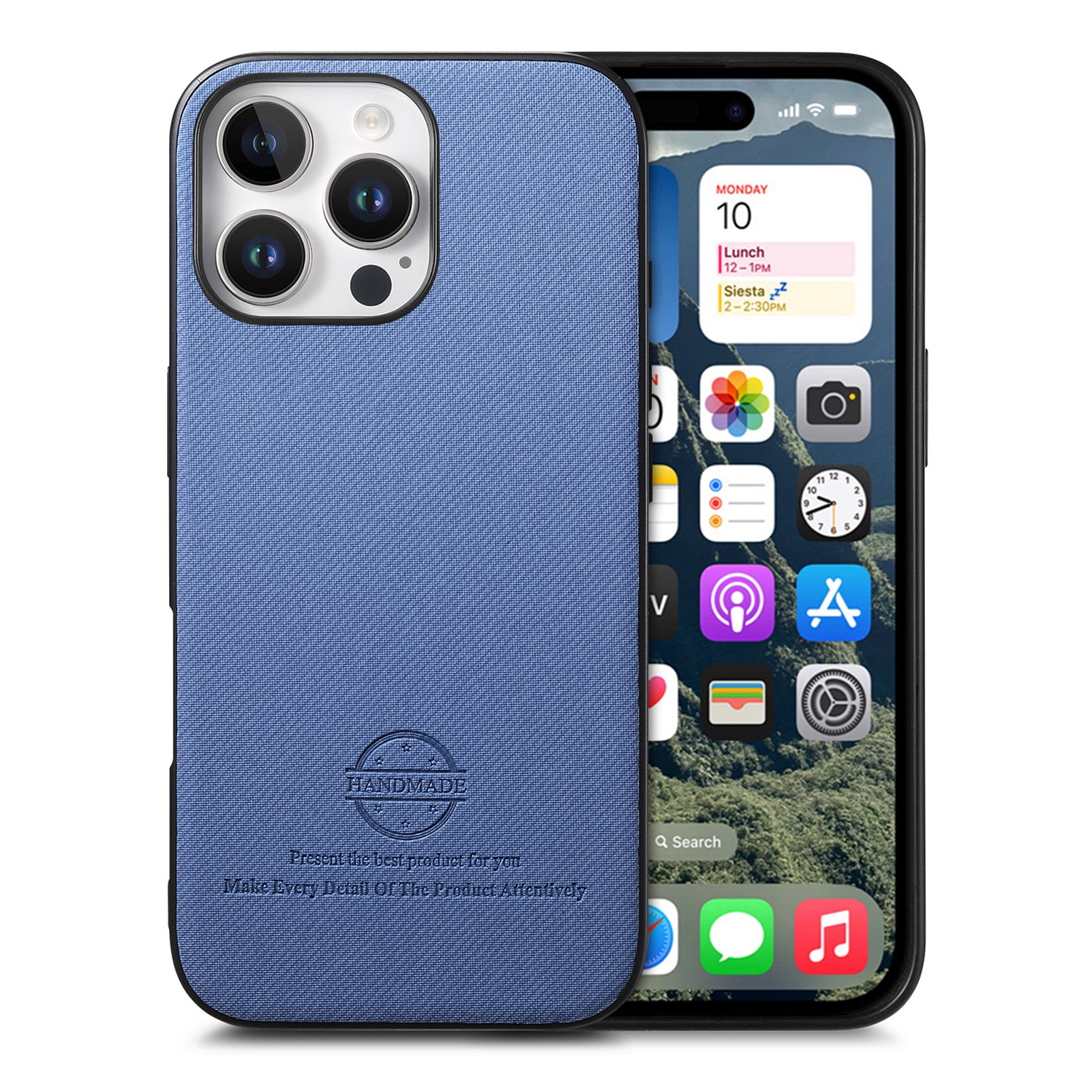 Case Designed for iPhone 16 Pro, Fabric Texture Back +TPU Frame, Luxury ...