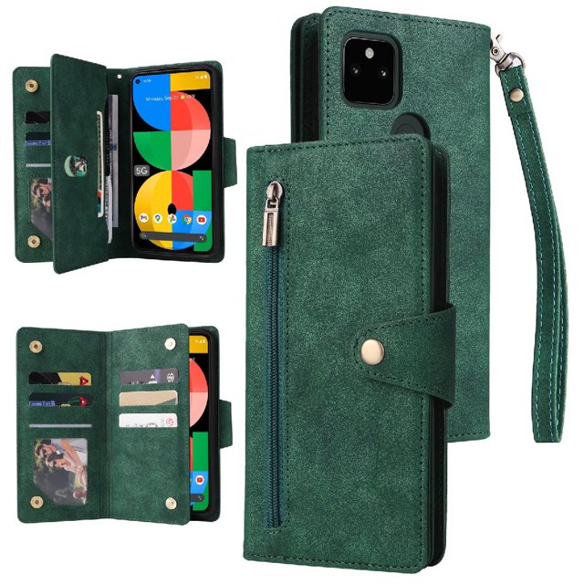 Case For Google Pixel 5A 5G Card Holder Zipper Wallet Cover Magnetic ...
