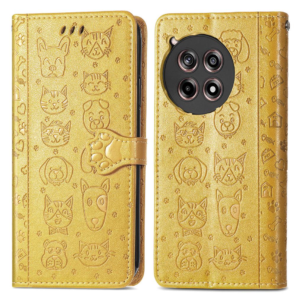 Case for OnePlus 12R 5G Flip Cover Cartoon Animals Short Strap Leather ...